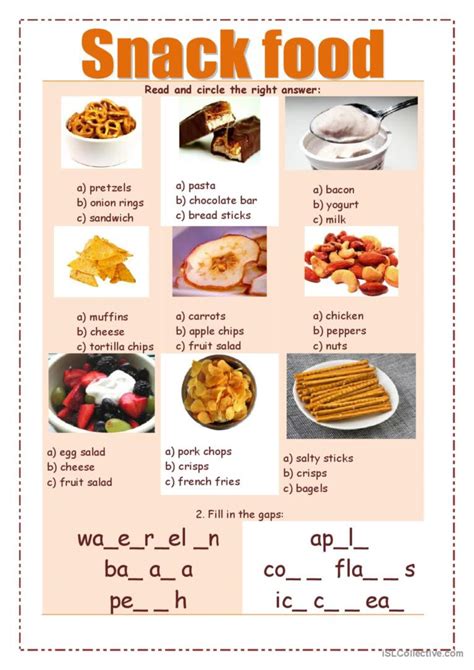 Snack Food Questionnaire At Lois Horning Blog