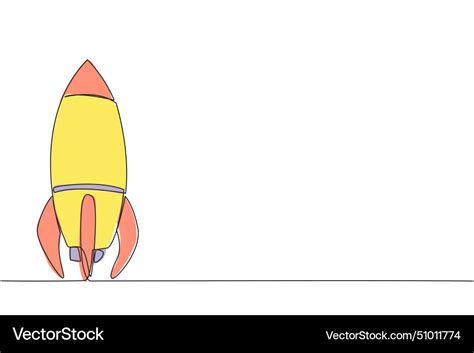 Continuous One Line Drawing Rocket Is In Standby Vector Image