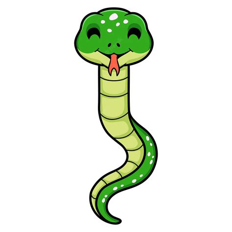 Dessin Animé Mignon Python Arbre Vert Vecteur Premium