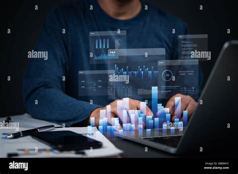Business Analyst Using Laptop With Digital Data Charts Financial