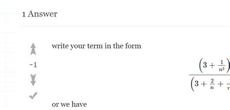Sequences And Series Prove That Frac{3n 2 1}{3n 2 2n 1} Converges To 1 Using Only