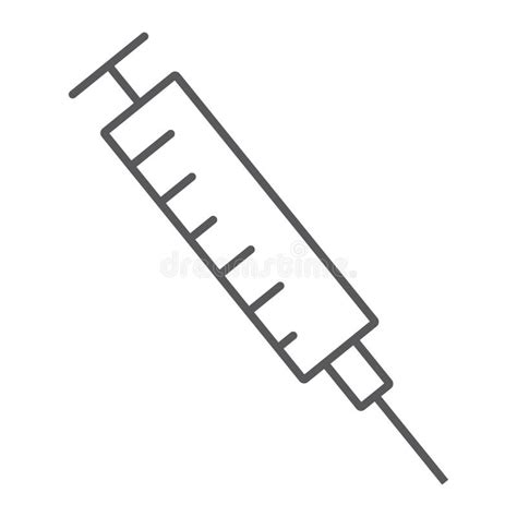 Syringe Thin Line Icon Medicine And Injection Needle Sign Vector