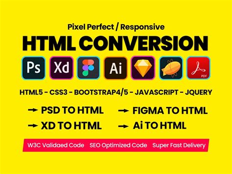 Pixel Perfect PSD To HTML Or FIGMA To HTML Conversion Upwork
