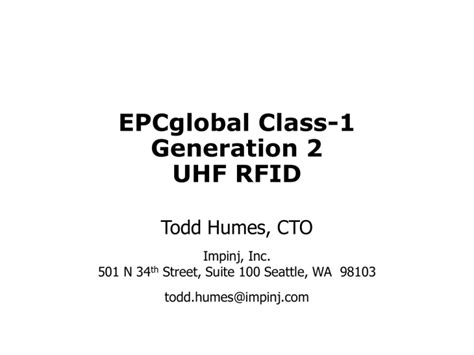 Epcglobal Class 1 Generation 2 Uhf Rfid