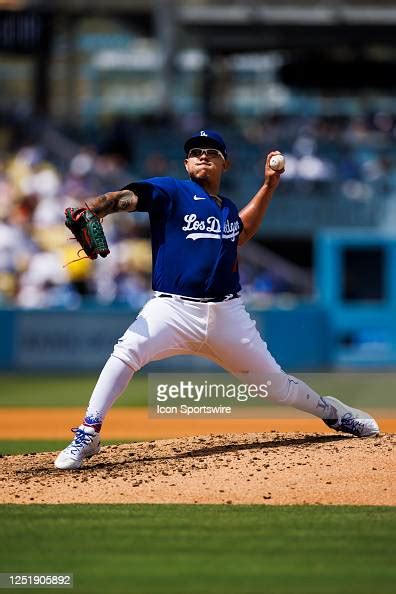 Los Angeles Dodgers Starting Pitcher Julio Urias Pitches During An