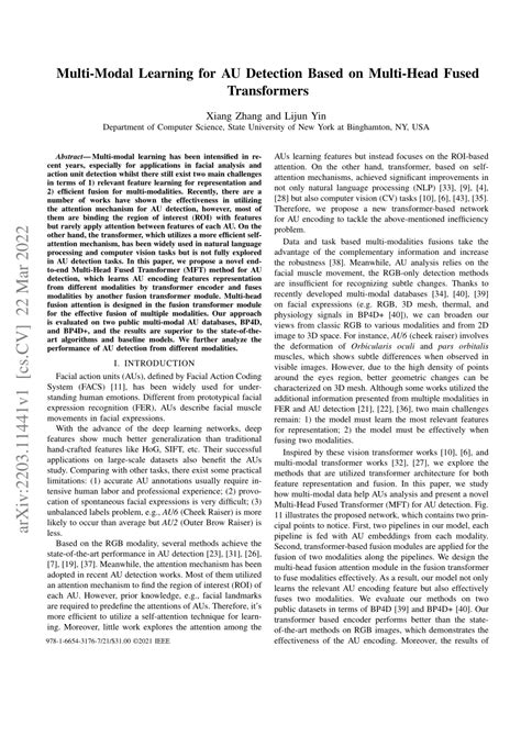 PDF Multi Modal Learning For AU Detection Based On Multi Head Fused Transformers