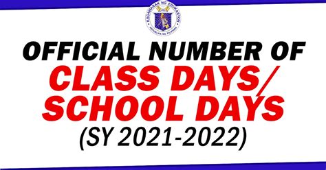 Deped Official Number Of Class Days For Sy 2021 2022 Deped Click