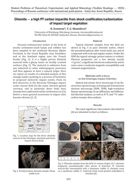 Pdf Chiemite A High Pt Carbon Impactite From Shock Coalification Carbonization Of Impact