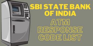 SBI ATM Response Code List ATM Error Codes Their Meaning