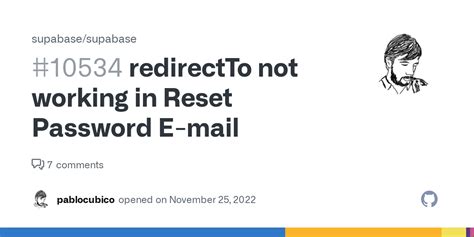 Redirectto Not Working In Reset Password E Mail · Issue 10534 · Supabasesupabase · Github