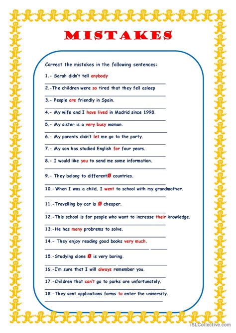 Mistakes English Esl Worksheets Pdf And Doc