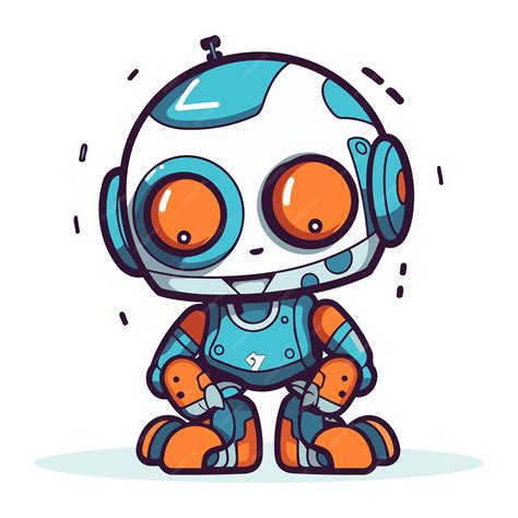 Premium Vector Cute Robot Vector Illustration Cartoon Style Hand Drawn