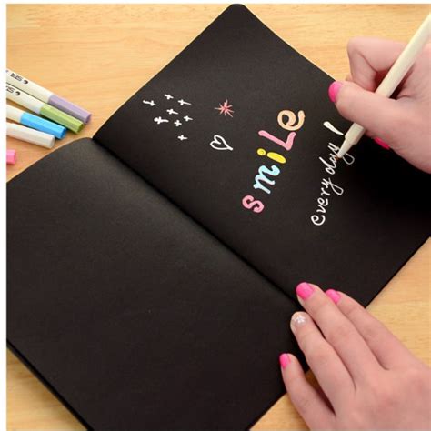 Creative DIY Black Paper Plain Notebook NoteBook Plain Black Paper Craft Graffiti Notebook