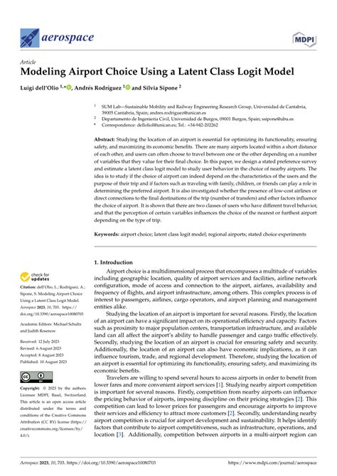 Pdf Modeling Airport Choice Using A Latent Class Logit Model