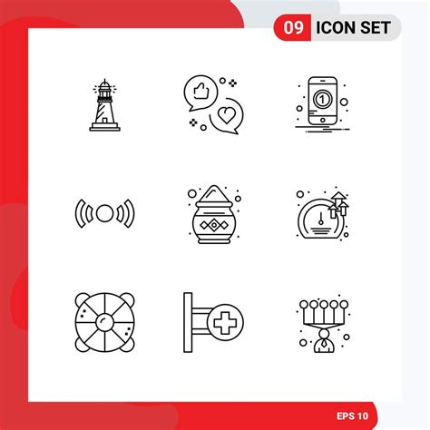 Mobile Interface Outline Set Of 9 Pictograms Of Ui Essential Love Basic One Editable Vector