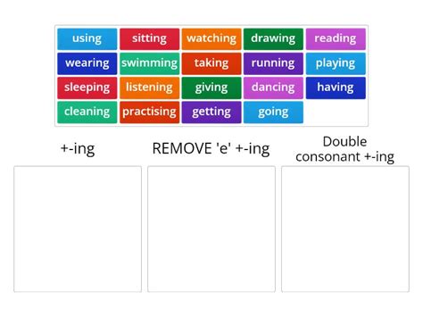 It1 3 Gb Ex1 Present Continuous Spelling Rules Group Sort