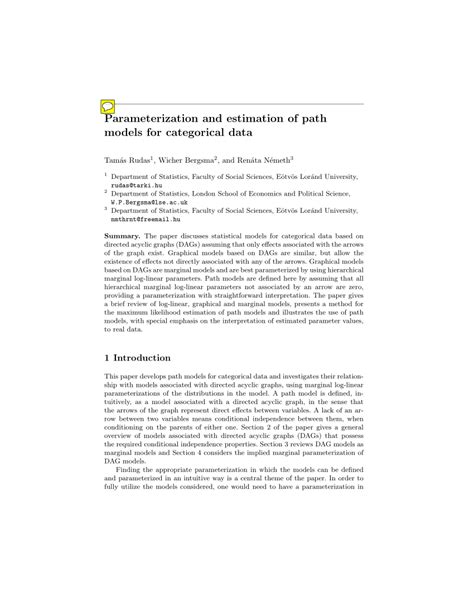 Pdf Parameterization And Estimation Of Path Models For Categorical Data