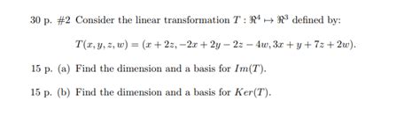 Solved p Consider the linear transformation T ℜ ℜ Chegg