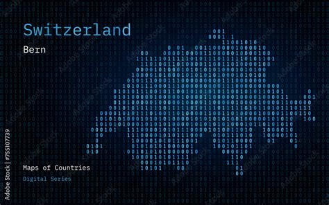 Switzerland Map Shown In Binary Code Pattern Tsmc Blue Matrix Numbers