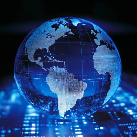 globe and binary code on a dark background globalization concept