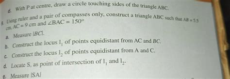 solved with p at centre draw a circle touching sides of the triangle