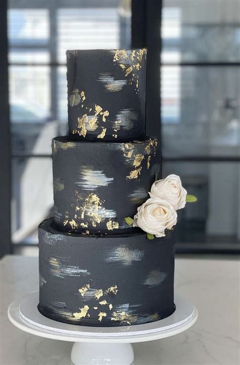 Elegant Black And Gold Wedding Cake