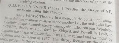 Q23 What Is Vsepr Theory Predict The Shape Of Sf6 Molecule Using Thi