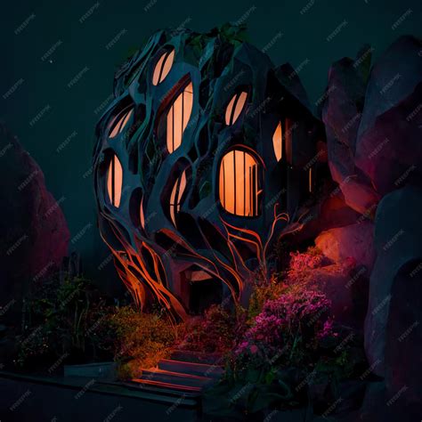 Premium Photo There Is A House With A Tree Like Structure On The