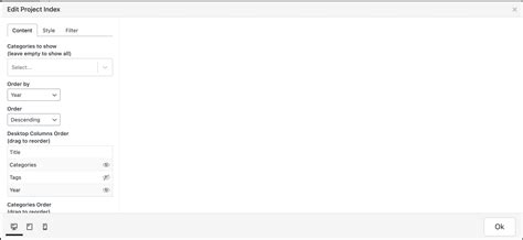 project index preview not showing after being inserted in the page