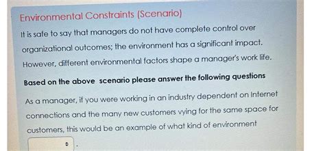 Solved Environmental Constraints Scenarioit Is Safe To Say