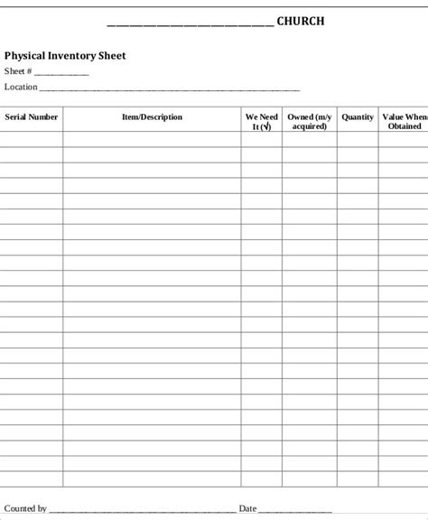 7 Church Inventory Templates Word Pdf