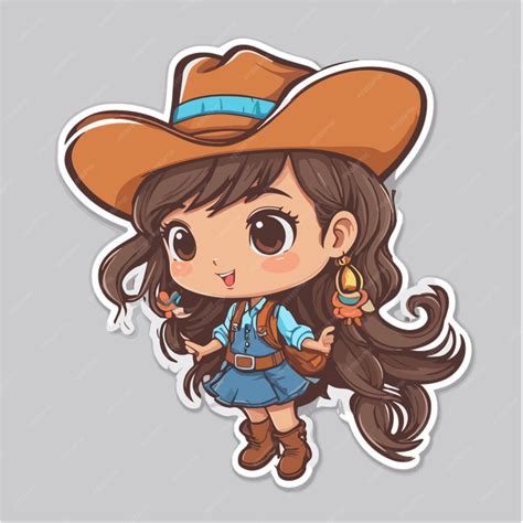 Vector De Dibujos Animados De Chicas Vaqueras Vector Premium
