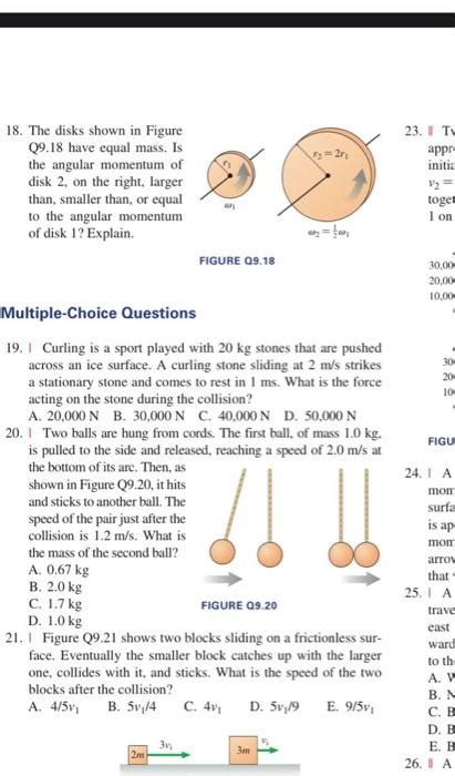 solved 18 the disks shown in figure q9 18 have equal mass