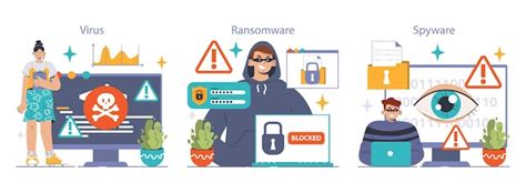 Premium Vector Cybersecurity Set Protecting Data From Threats Users