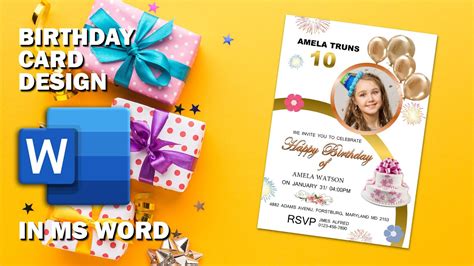 Happy Birthday Card Design In Ms Word Download Free Template Youtube