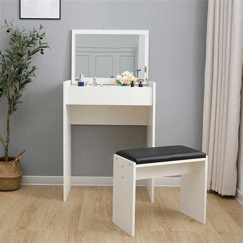 Popmart მაკიაჟის მაგიდა და სკამი 60x40x82 თეთრი