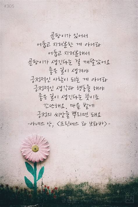 305 곰팡이가있어서어둡고지저분한 게아니라 어둡고지저분해서곰팡이가생긴다는 걸깨달았어요 좋은 일이생겨야긍정적인사람이되는 게아니라 긍정적인생각과행동을 해야좋은 일이생긴다는