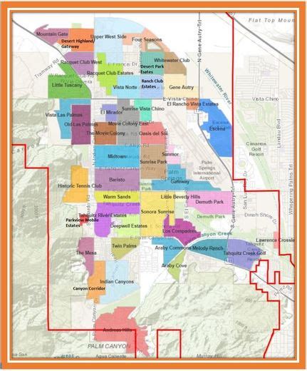 Palm Springs Neighborhoods Map Palm Springs And Desert Resorts Visitors