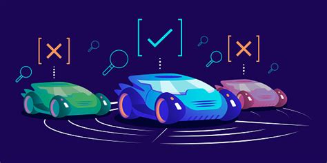 일반 및 무인 자동차 플랫 컬러 벡터 일러스트 파란색 배경에 간단하고 혁신적인 자율 주행 차량 사용 가능한 스마트 제어 시스템을