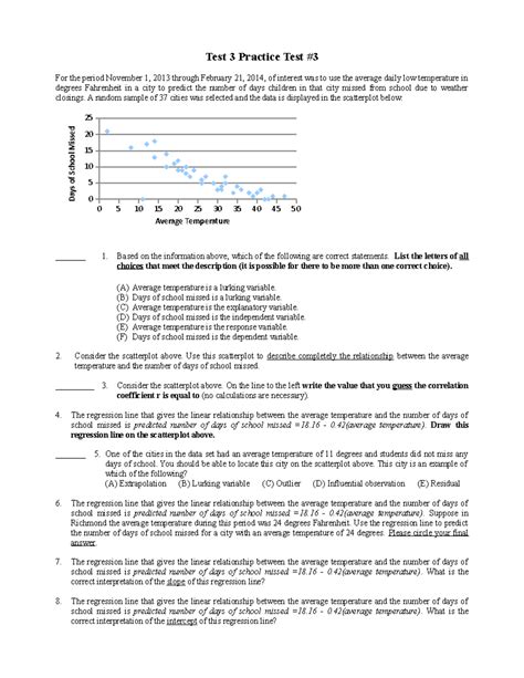 Stat 210 Test 3 Practice Test 3 Test 3 Practice Test For The Period November 1 2013 Through