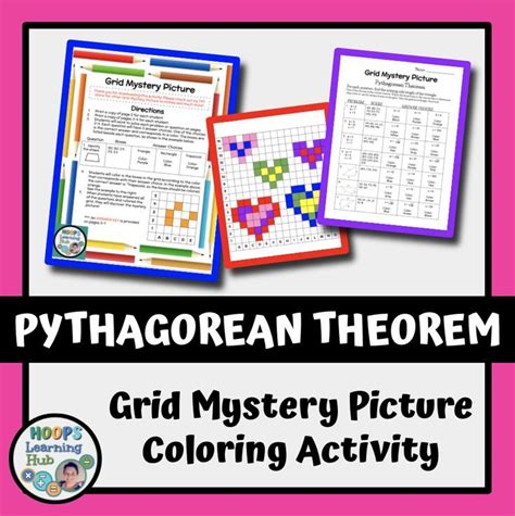 Pythagorean Theorem Grid Mystery Picture Coloring Activity Mystery