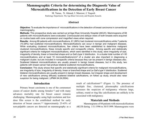 Pdf Mammographic Criteria For Determining The Diagnostic Value Of