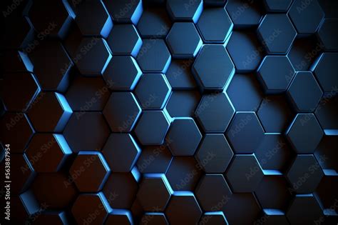 seemless hexagon honeycomb background in blue and black to use as