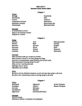 Biology Semester Midterm Review By Blackburn Biology TpT