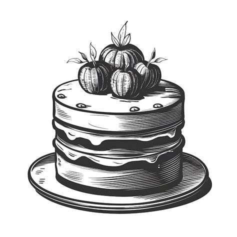 Premium Vector Cake Monochrome Ink Sketch Vector Drawing Engraving Style Illustration
