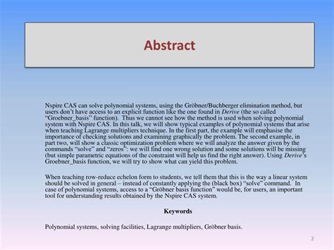 PPT Solving Polynomial Systems With Nspire CAS PowerPoint Presentation ID