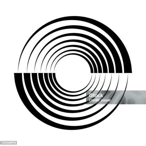 Two Semicircles Form A Concentric Circular Pattern With A Radial Size