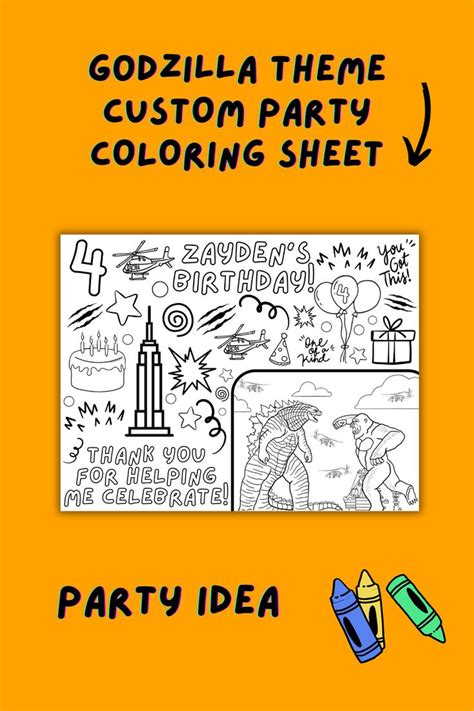Godzilla V King Kong Theme Party Custom Coloring Page