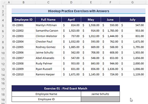Hlookup Practice Exercises With Answers Exceldemy