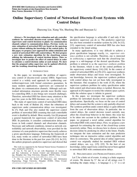 Pdf Online Supervisory Control Of Networked Discrete Event Systems With Control Delays